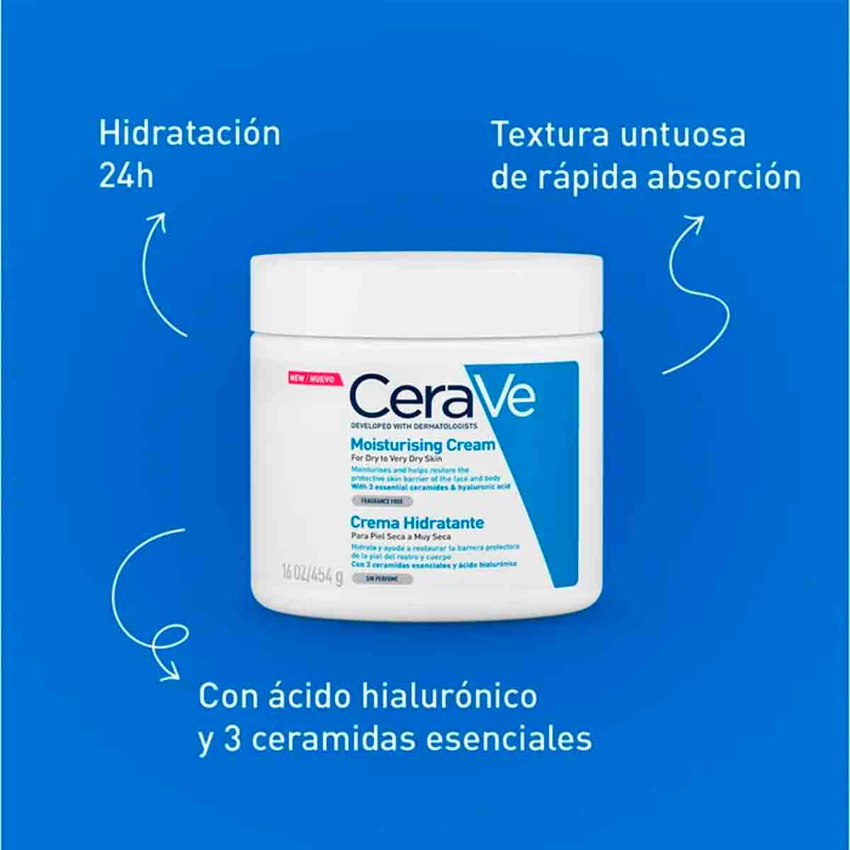 Crema hidratante de rostro y cuerpo Cerave MB101600 - La Marina Tienda ...