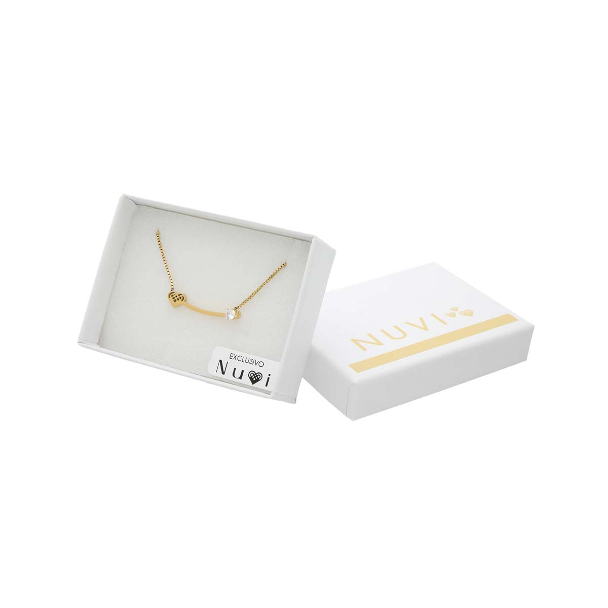 Collar curvo con cristal Nuvi dorado COLN-413 D - La Marina Tienda en línea