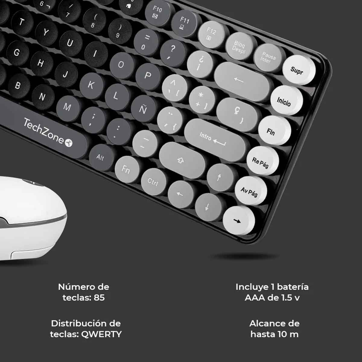 Kit de teclado y mouse Techzone gris tzaccbi17 - La Marina Tienda en línea