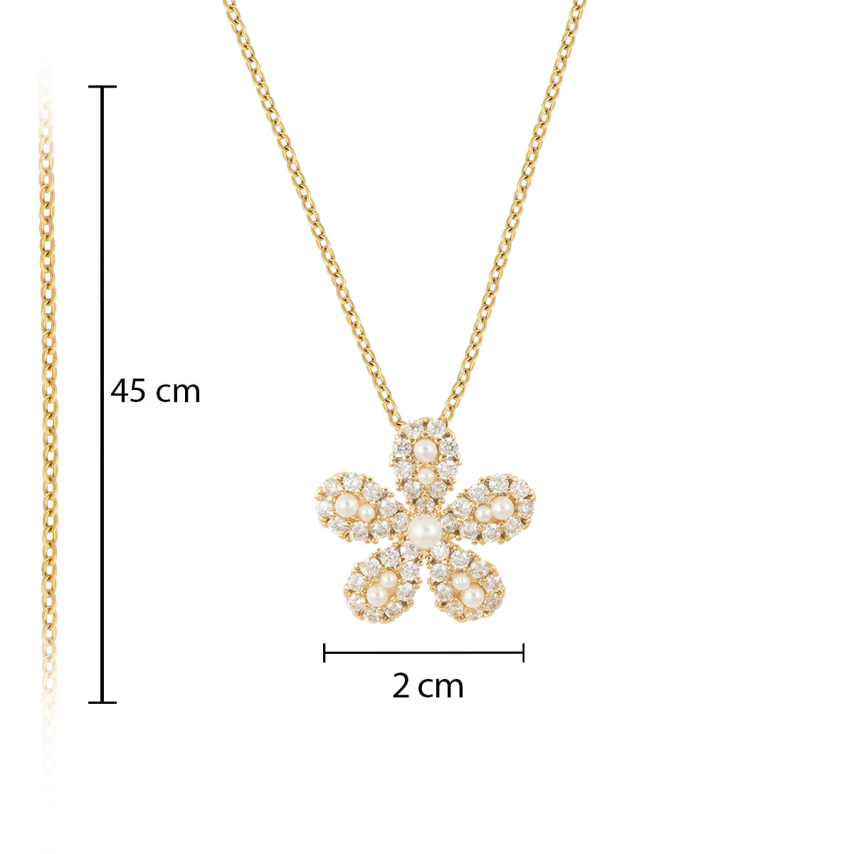 Set de collar y aretes Unlimited by ob flor con zirconias chapa de oro ...