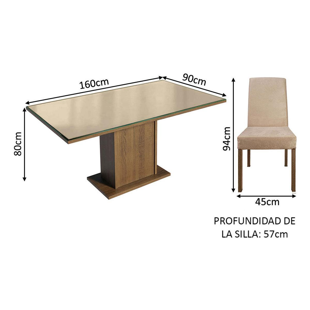 Juego de comedor Madesa con 6 sillas marrón crema imperial alexis