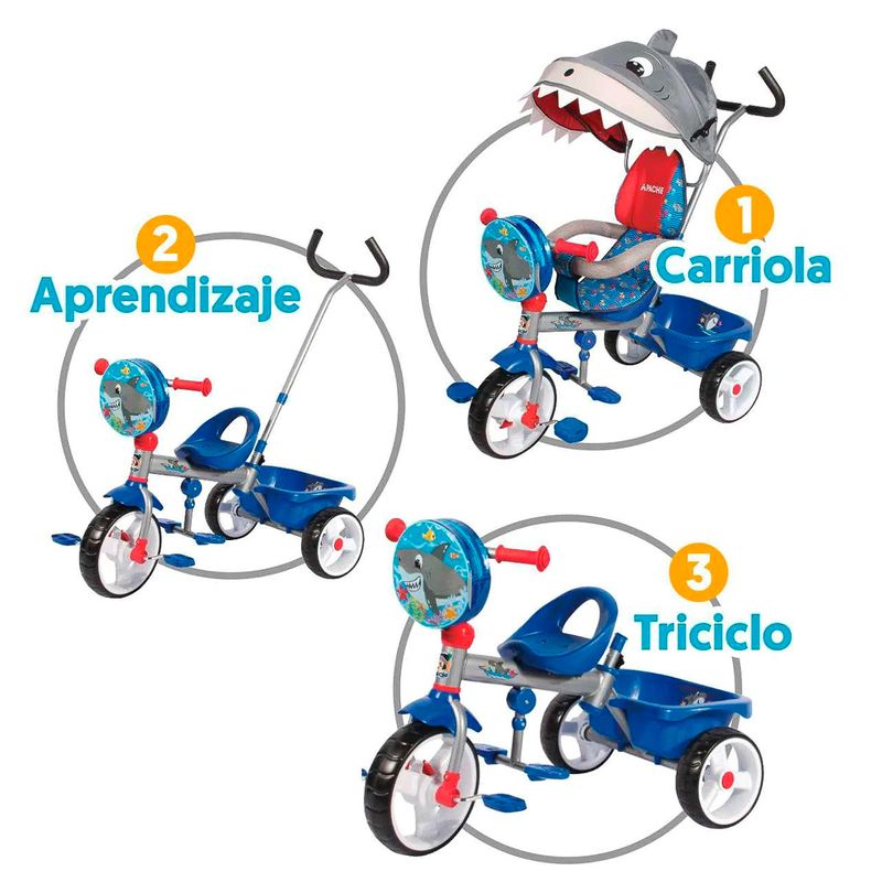 Triciclo Para Niño Apache Tiburón 3 En 1 Lc Stax La Marina
