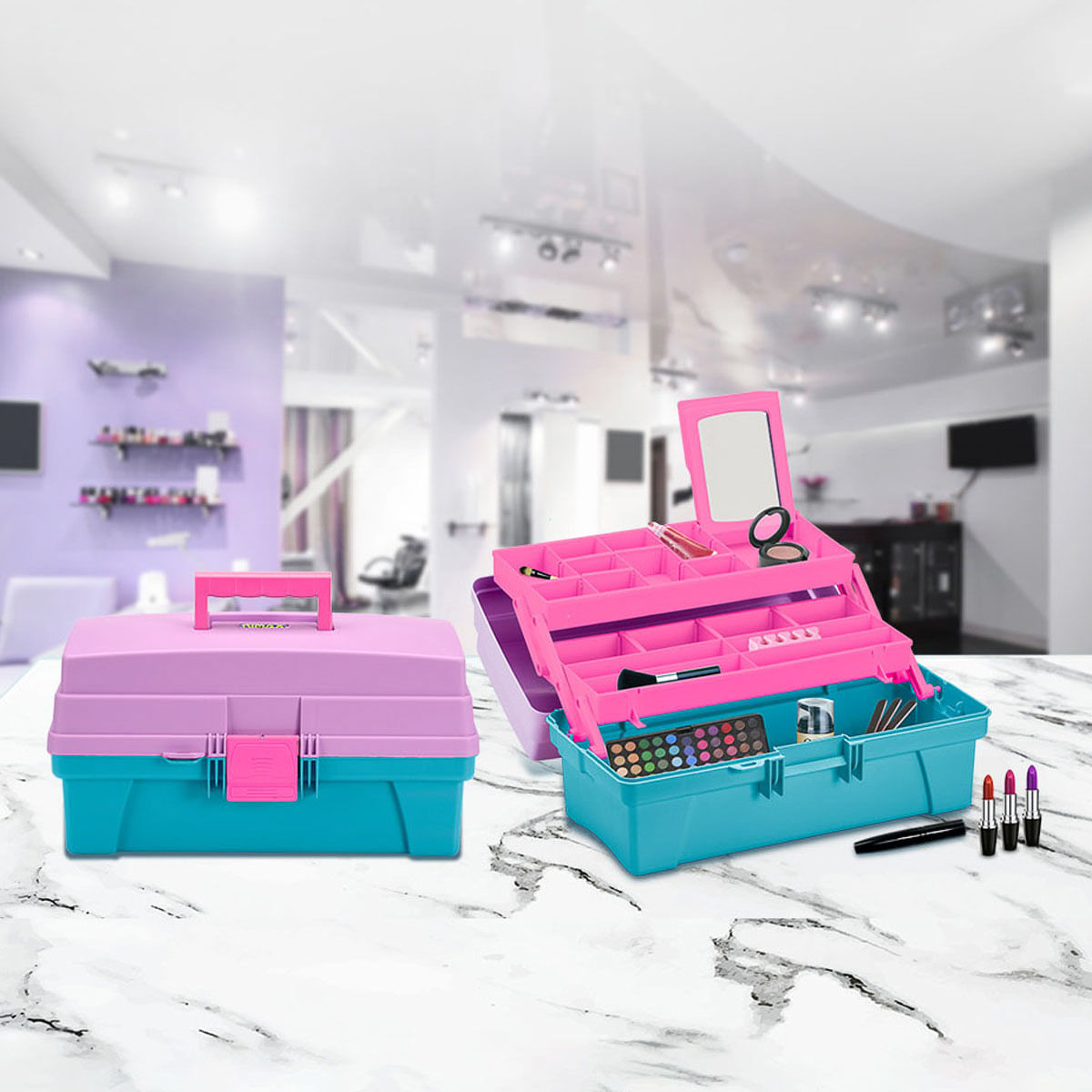 Caja organizadora vanity Rimax rosa-azul 13446 - La Marina Tienda en línea